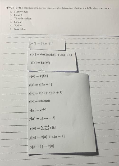 Solved HW3: For the continuous/discrete-time signals, | Chegg.com