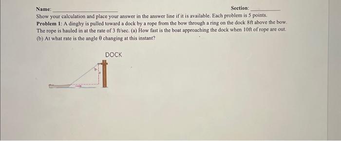 Solved Name: Section: Show your calculation and place your | Chegg.com