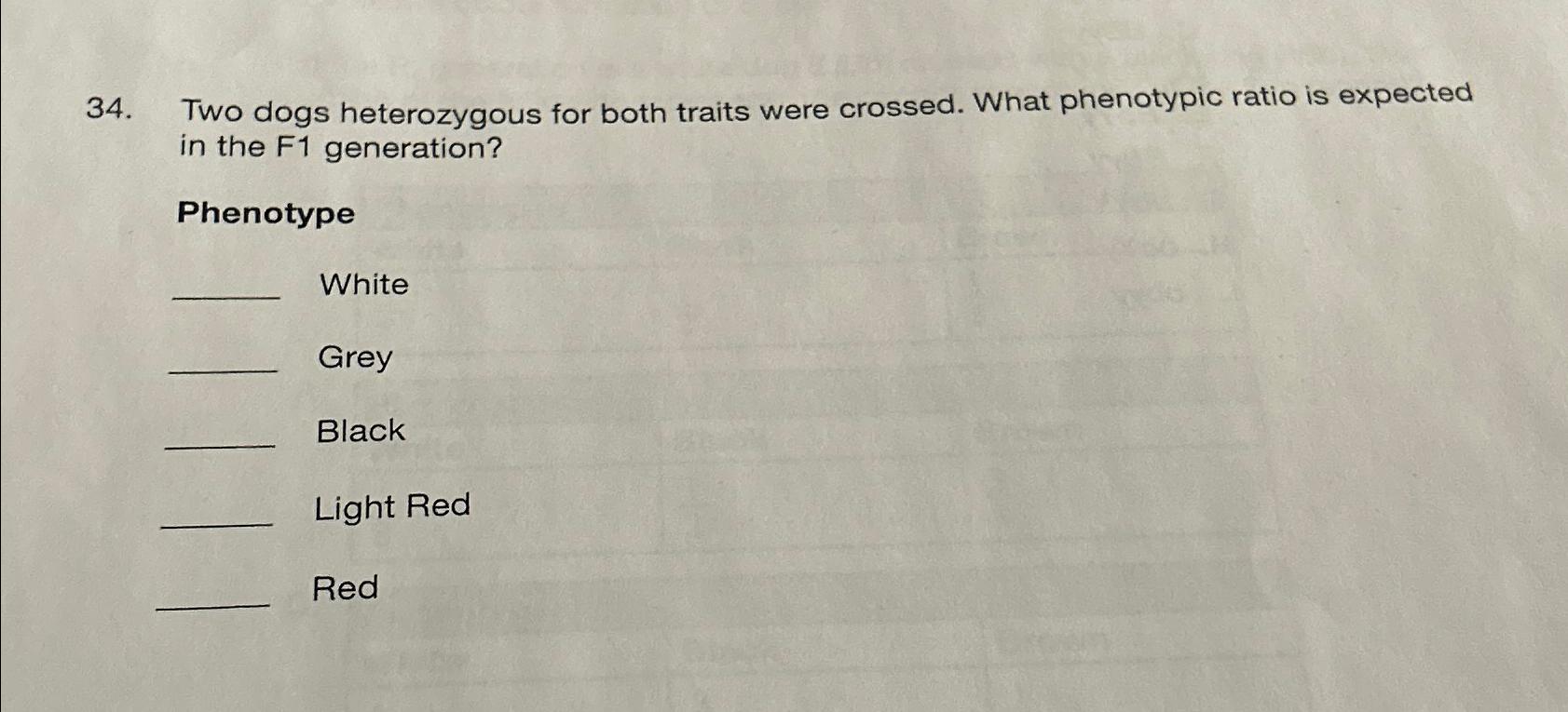 Solved Two dogs heterozygous for both traits were crossed. | Chegg.com