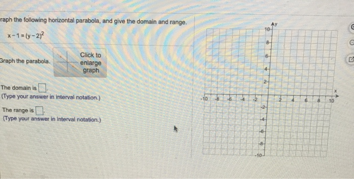 Solved raph the following horizontal parabola, and give the | Chegg.com
