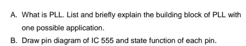 Solved A. What is PLL. List and briefly explain the building | Chegg.com