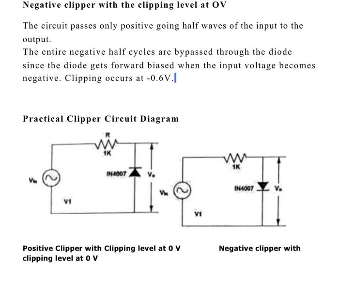 Solved THEORY: Diode Clipper The property of diode using as | Chegg.com
