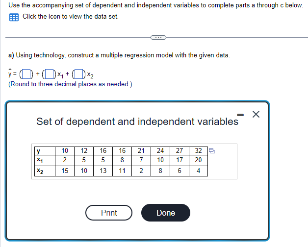 Solved Set of dependent and independent variables | Chegg.com
