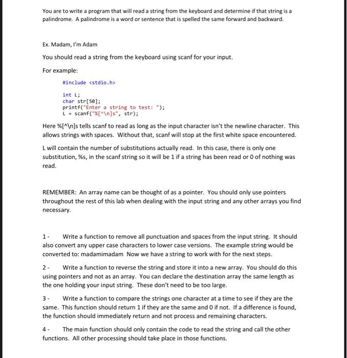Solved You are to write a program that will read a string | Chegg.com