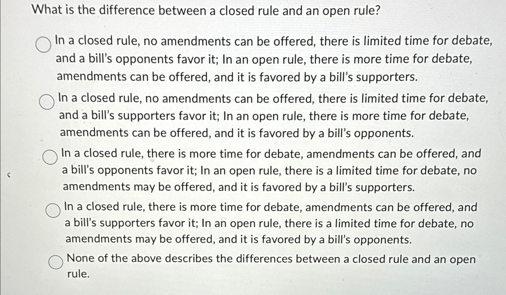 Solved What is the difference between a closed rule and an | Chegg.com