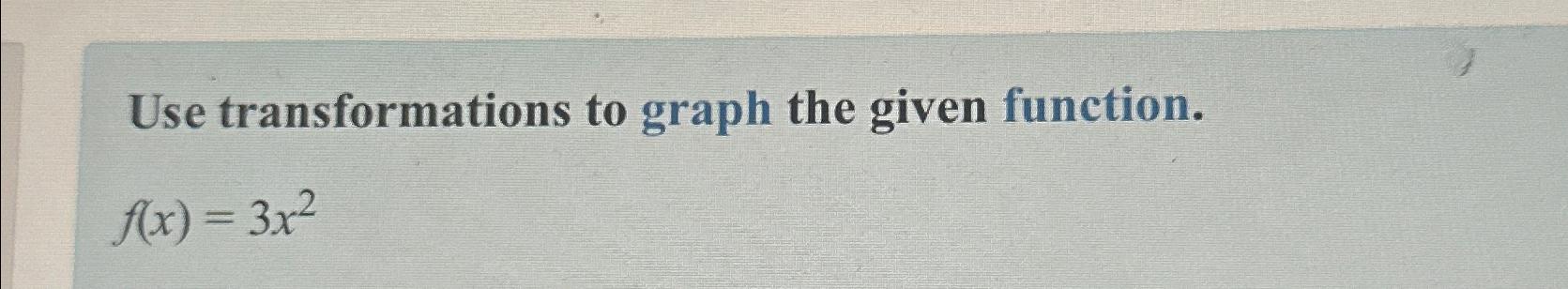 Solved Use transformations to graph the given | Chegg.com