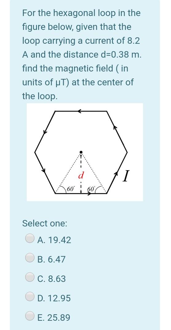Solved For the hexagonal loop in the figure below, given | Chegg.com