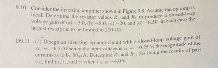 10 Consider the inverting amplifier shown in Figure | Chegg.com