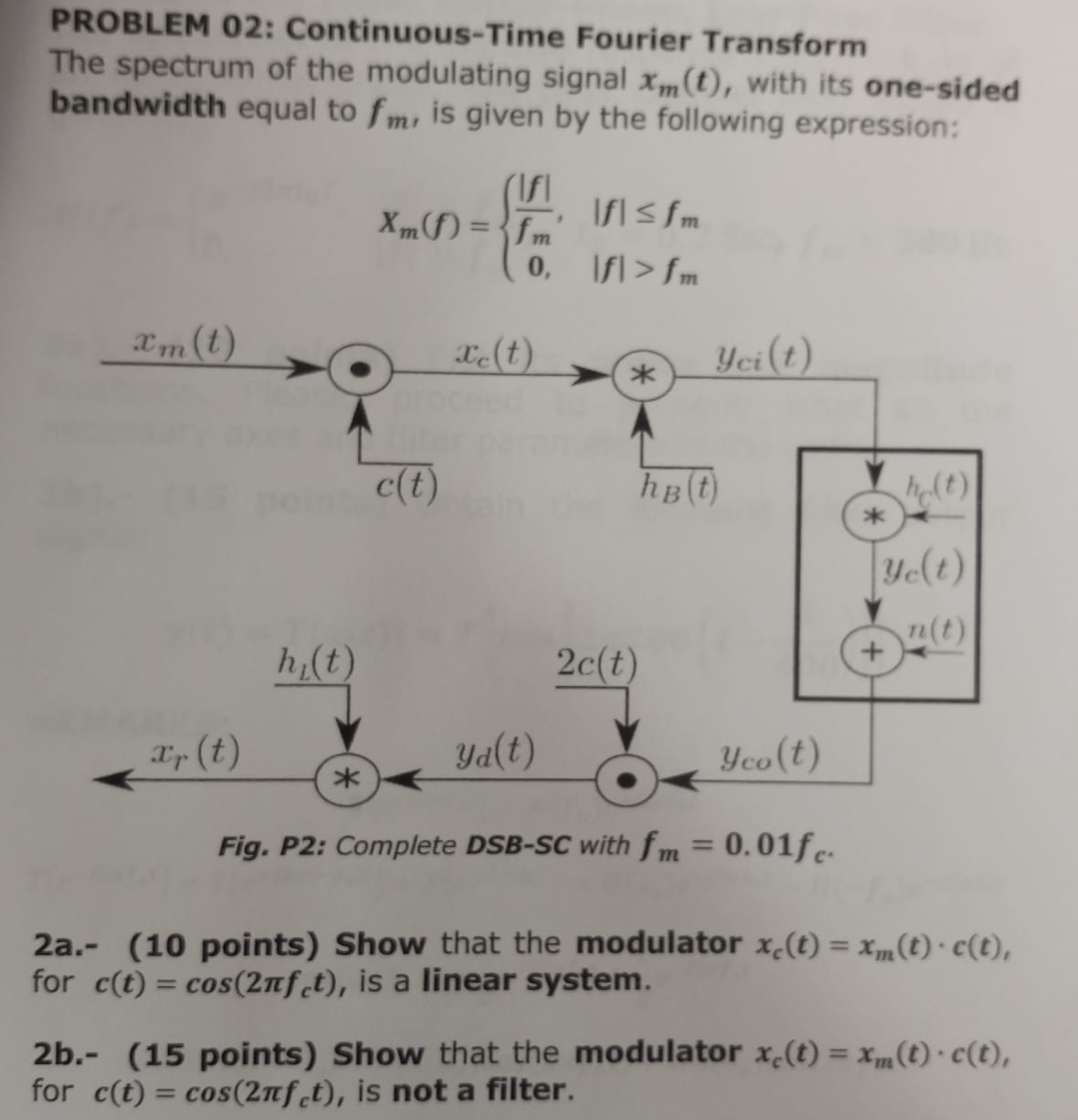 Solved PROBLEM 02: Continuous-Time Fourier TransformThe | Chegg.com