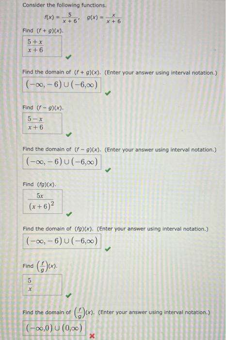 Solved Find f+g,f−g,fg, and f/g and their domains. | Chegg.com