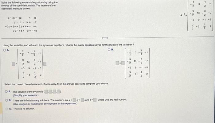 Solved Solve the following system of equations by using the | Chegg.com