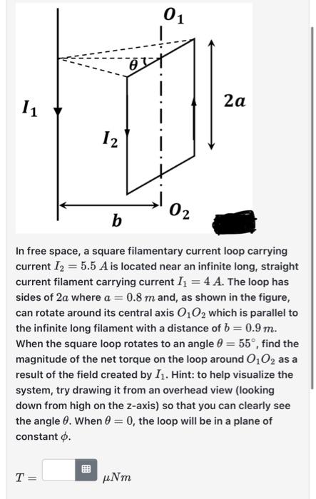 Solved In free space, a square filamentary current loop | Chegg.com