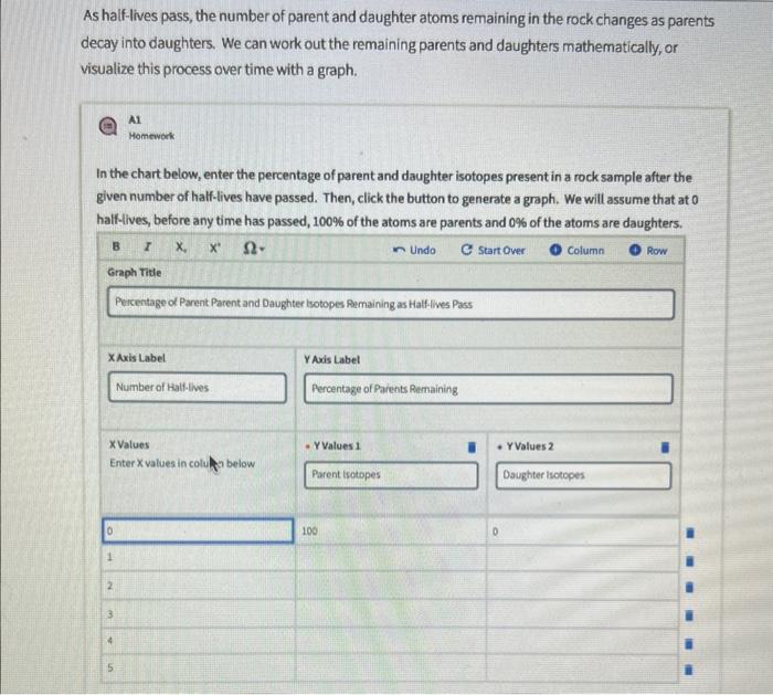 As half-lives pass, the number of parent and daughter | Chegg.com