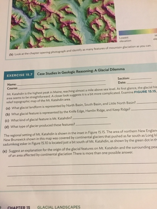 GEL 111 Lab 15 Glaciers Exercise 15.1 Streams Liquid | Chegg.com