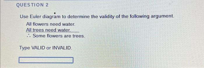 Solved Use Euler diagram to determine the validity of the | Chegg.com