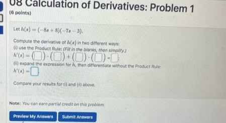 Solved 08 Calculation of Derivatives: Problem 1 (6 points) | Chegg.com