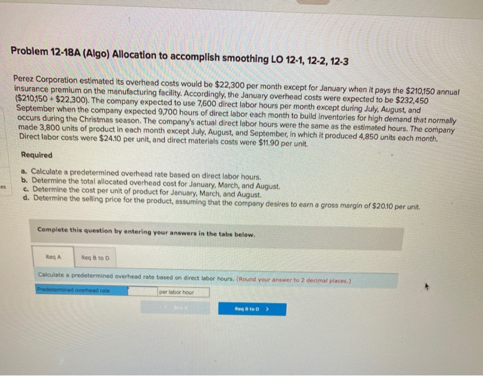 Solved Problem 12-18A (Algo) Allocation to accomplish | Chegg.com