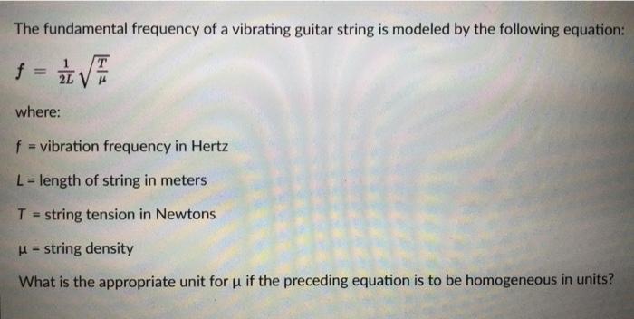 Solved The fundamental frequency of a vibrating guitar | Chegg.com