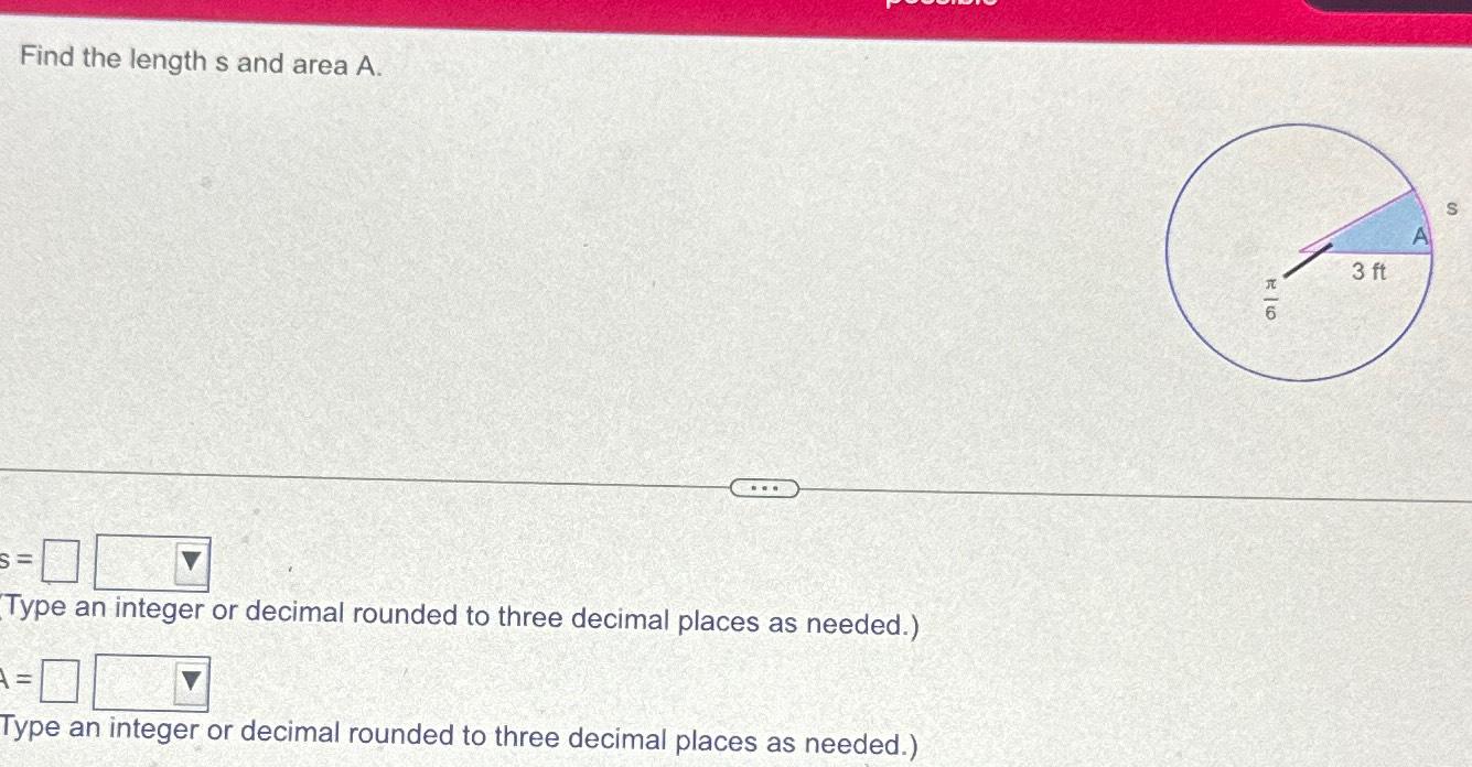 Solved Find the length s ﻿and area A.s=Type an integer or | Chegg.com