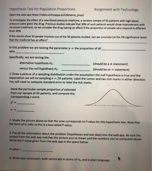 Solved Hypothesis Test for Population Proportions Assignment | Chegg.com