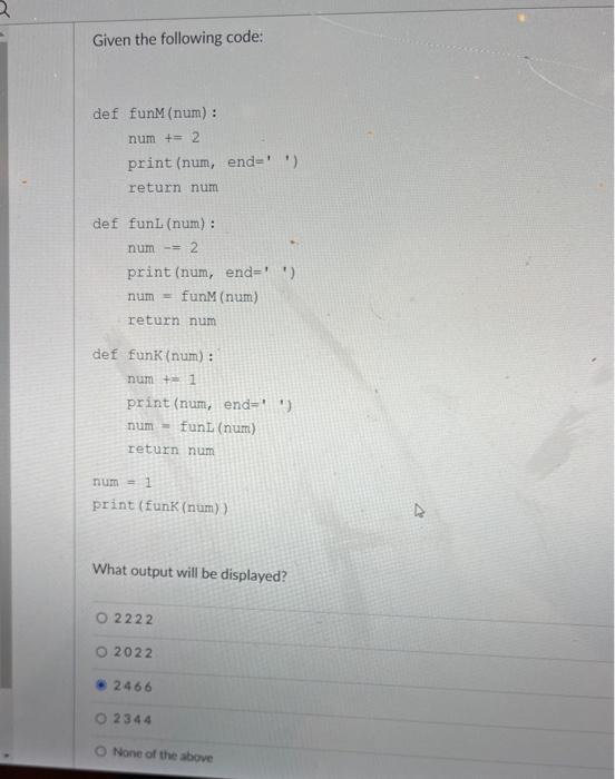 Solved Given the following code statements: lst | Chegg.com