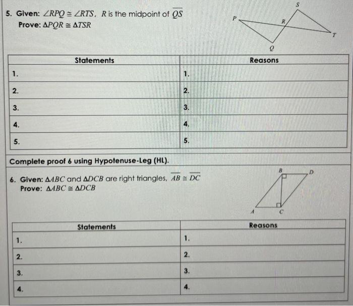 Solved S 5. Given: ZRPQ ZRTS, R is the midpoint of QS Prove: | Chegg.com