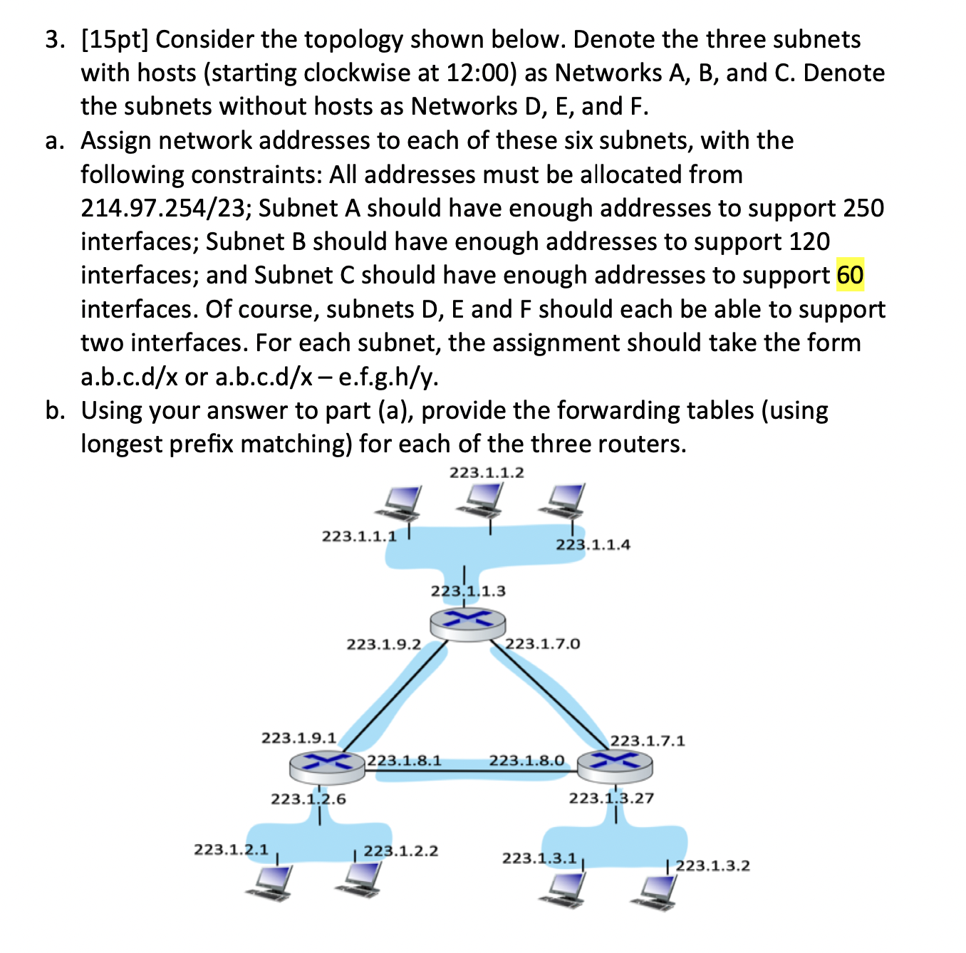 Solved 3. [15pt] ﻿Consider the topology shown below. Denote | Chegg.com