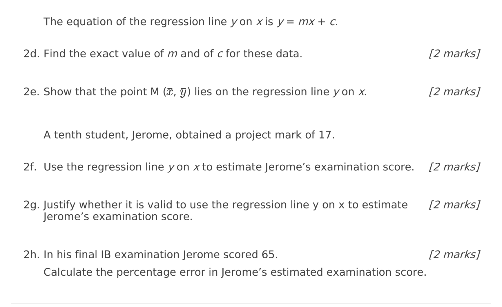 Solved The equation of the regression line y ﻿on x ﻿is | Chegg.com