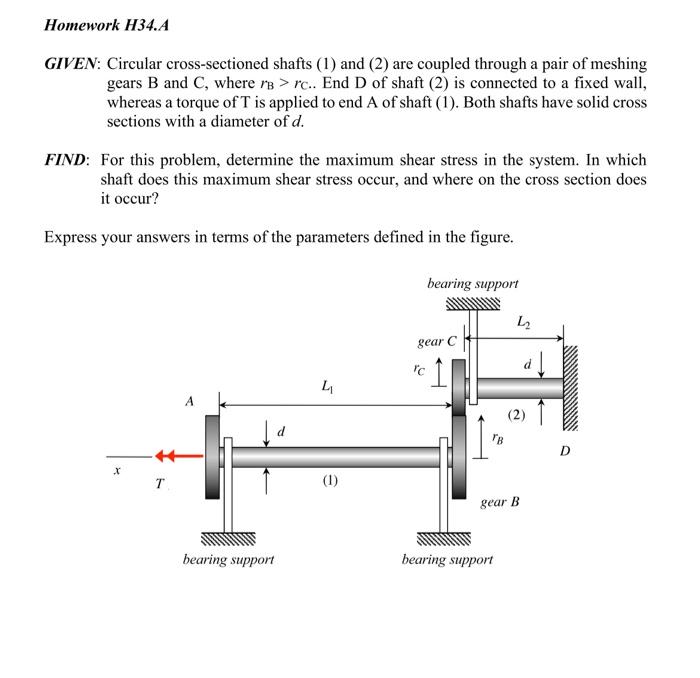 Solved GIVEN: Circular cross-sectioned shafts (1) and (2) | Chegg.com