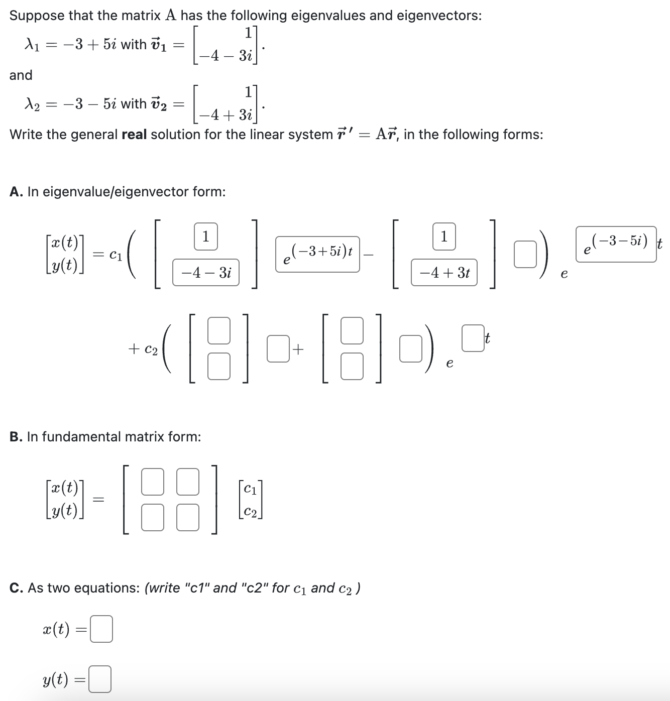 Solved A. ﻿In eigenvalue/eigenvector form:Suppose that the | Chegg.com