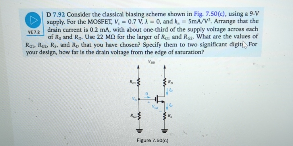 Solved D 7.92 ﻿Consider the classical biasing scheme shown | Chegg.com