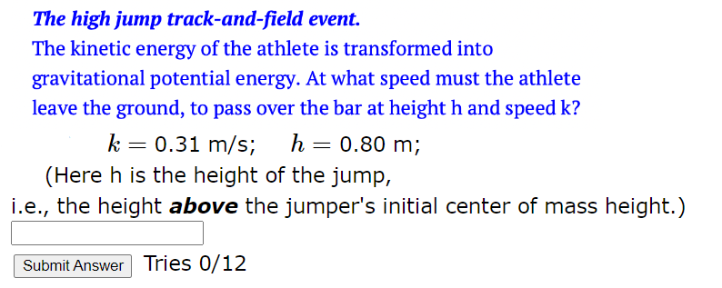 Solved The high jump track-and-field event.The kinetic | Chegg.com