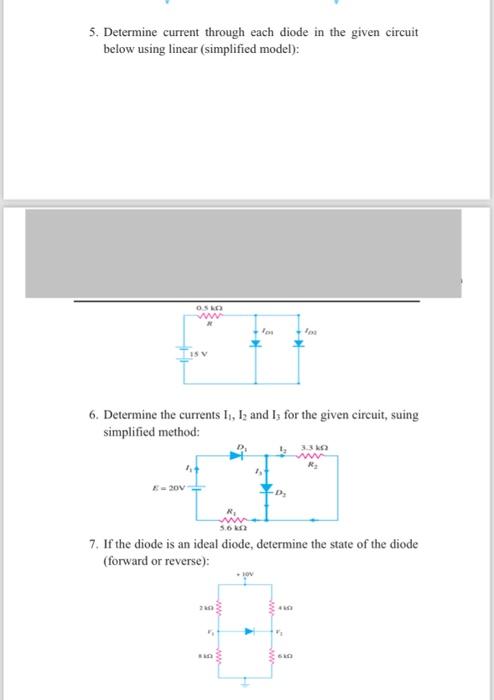 Solved 5. Determine current through each diode in the given | Chegg.com