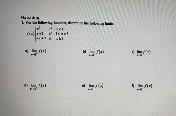 Solved 2. Match the type of discontinuity to its graph. | Chegg.com