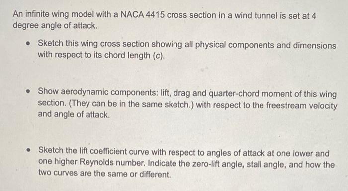 Solved An infinite wing model with a NACA 4415 cross section | Chegg.com