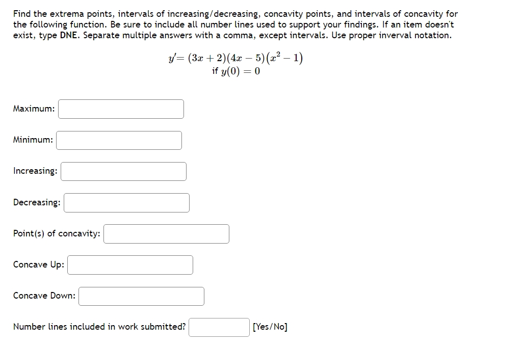 Solved Find the extrema points, intervals of | Chegg.com