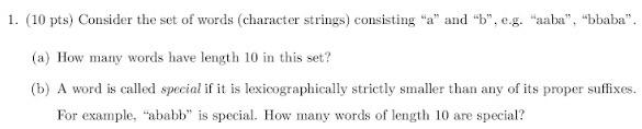 Solved 1. (10 pts) Consider the set of words (character | Chegg.com