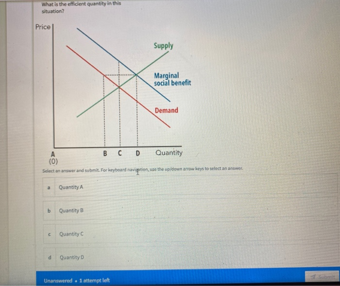 Solved What is the efficient quantity in this situation? | Chegg.com