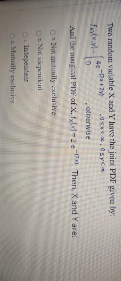 Solved Two random variable X and Y have the joint PDF given | Chegg.com