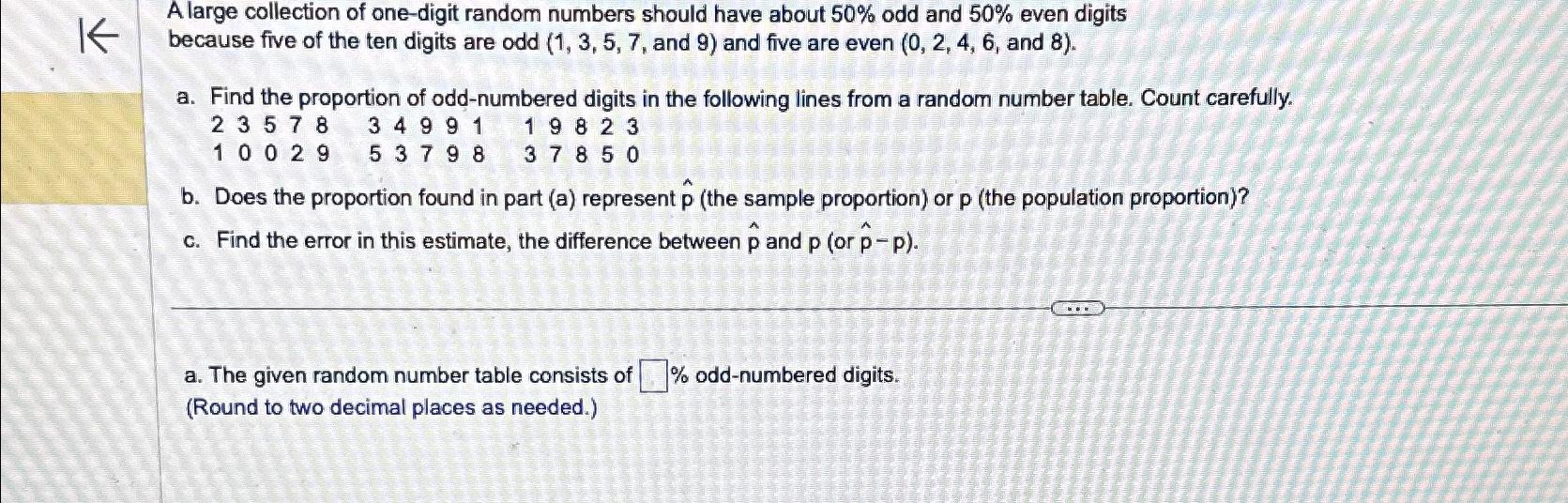 Solved A large collection of one-digit random numbers should | Chegg.com