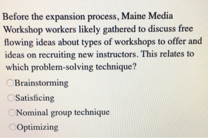 Solved Before the expansion process, Maine Media Workshop | Chegg.com