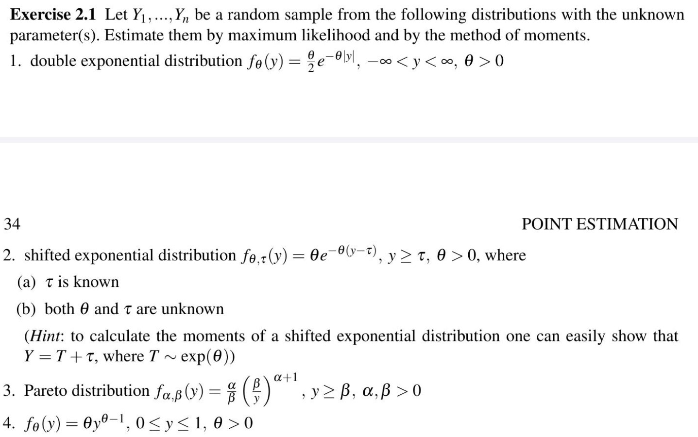 Solved Exercise 2.1 ﻿from the book "Statistical Theory A | Chegg.com