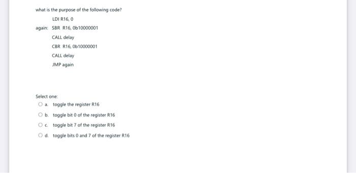 Solved what is the purpose of the following code? LDI R16, 0 | Chegg.com