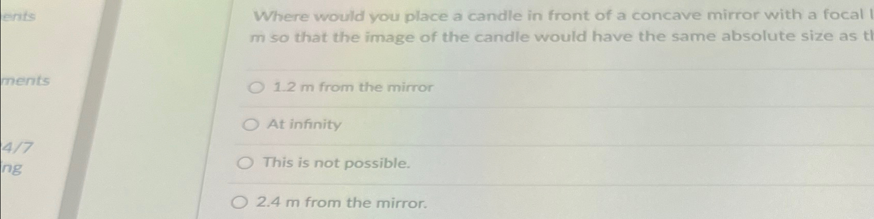 Solved Where would you place a candle in front of a concave | Chegg.com