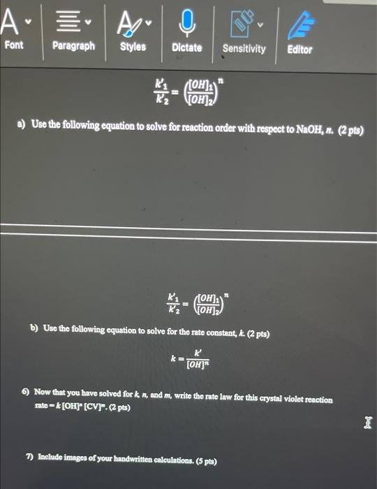 LN of Absorbance@589.5 nm of Crystal Violet Solution | Chegg.com