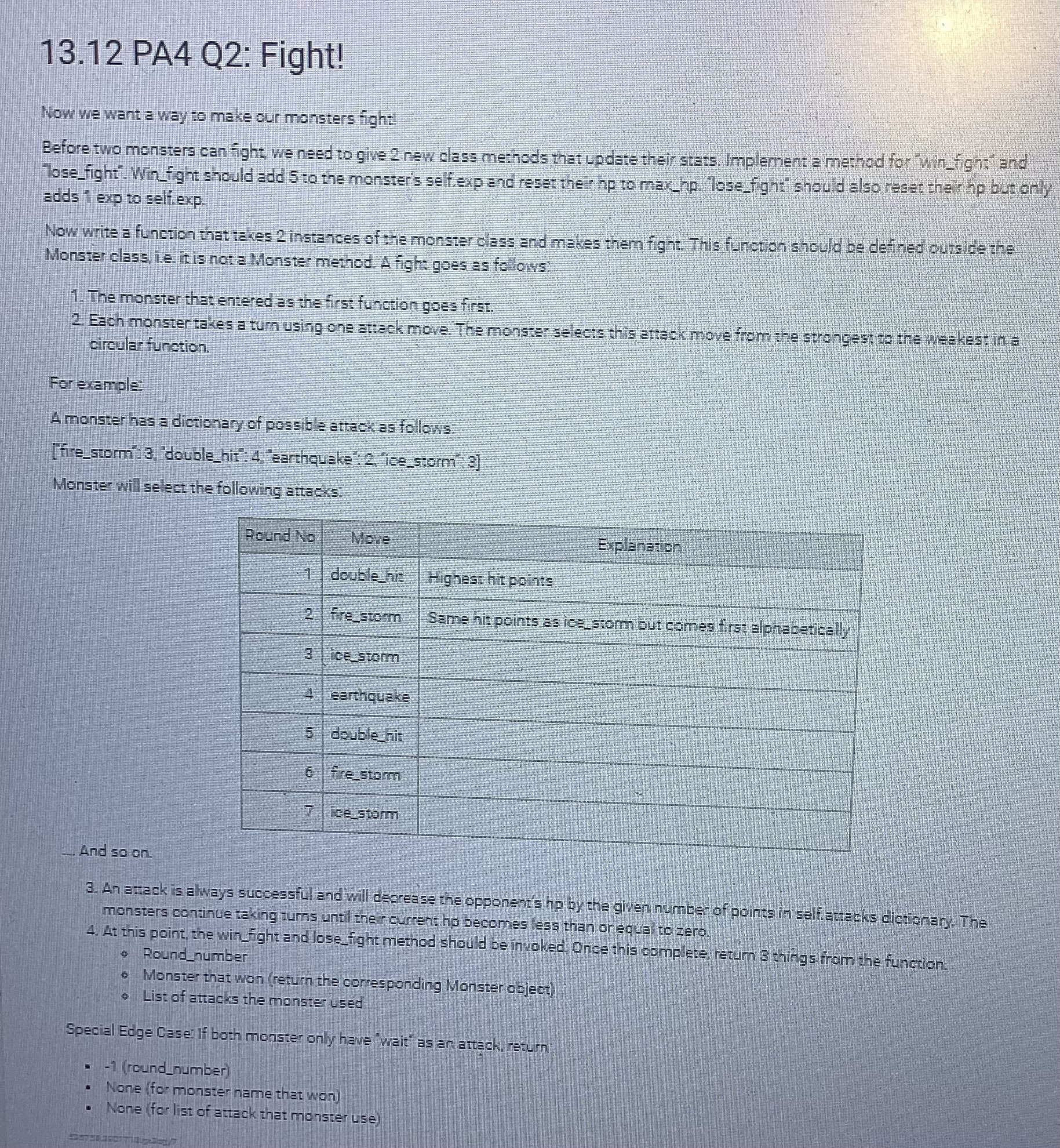 Solved 13.12 ﻿PA4 ﻿Q2: Fight!Now we want a way to make our | Chegg.com