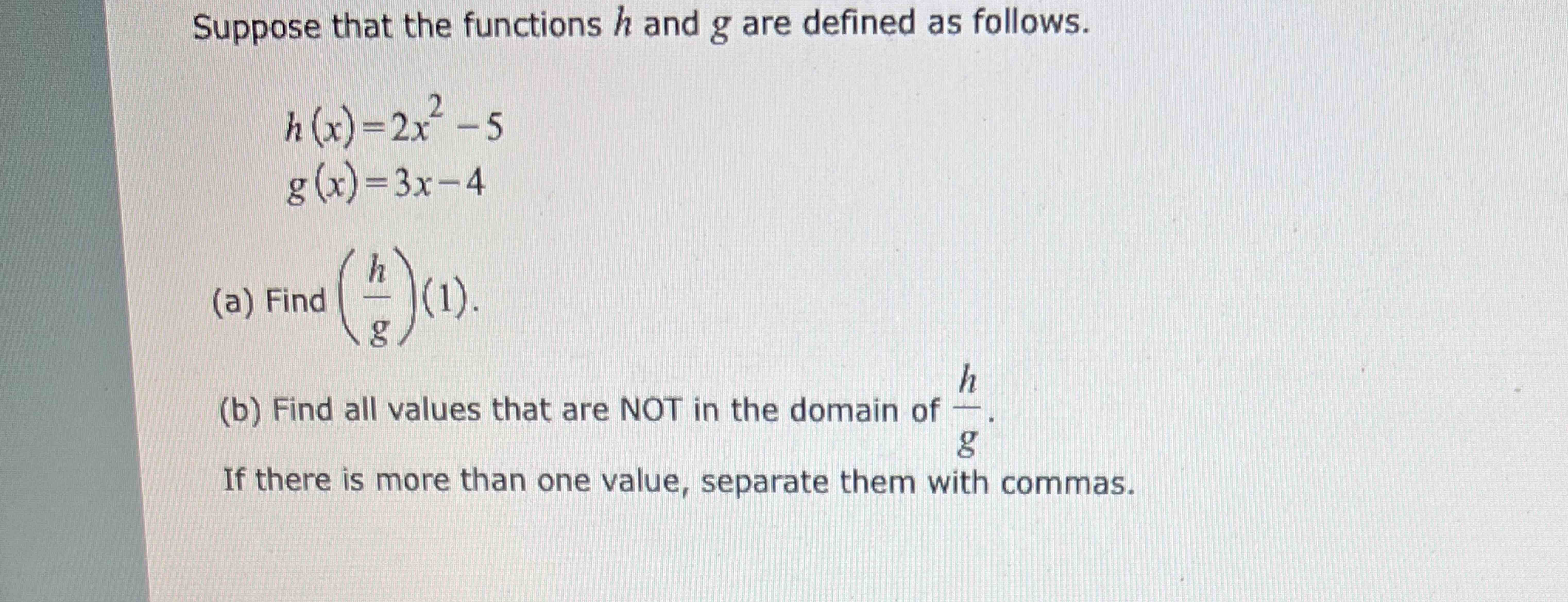 Solved For the real value functions g(x)=f(x)=g(x)=For the | Chegg.com