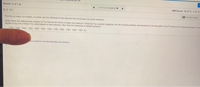 Solved Homework: Section 3-1 Homework 3 of 4 (2 complete) | Chegg.com Solved Homework: Section 3-1 Homework 3 of 4 (2 complete) | Chegg.com