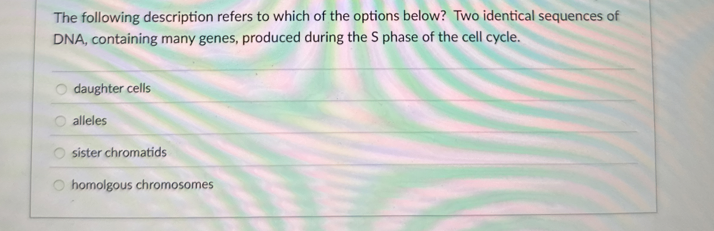 Solved The following description refers to which of the | Chegg.com