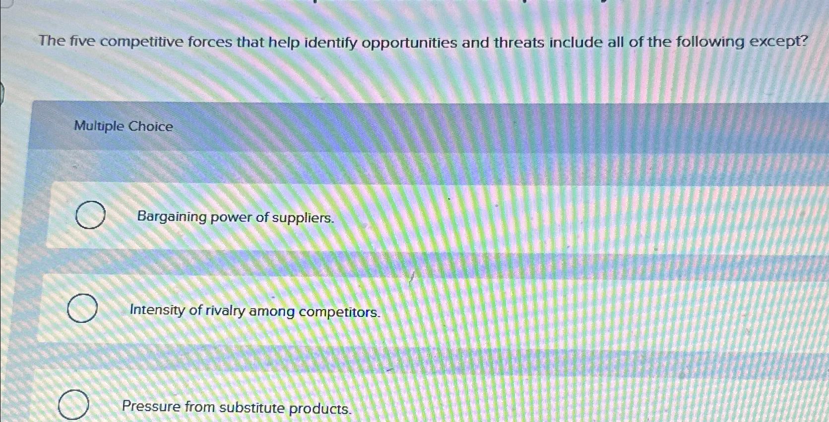 Solved The five competitive forces that help identify | Chegg.com